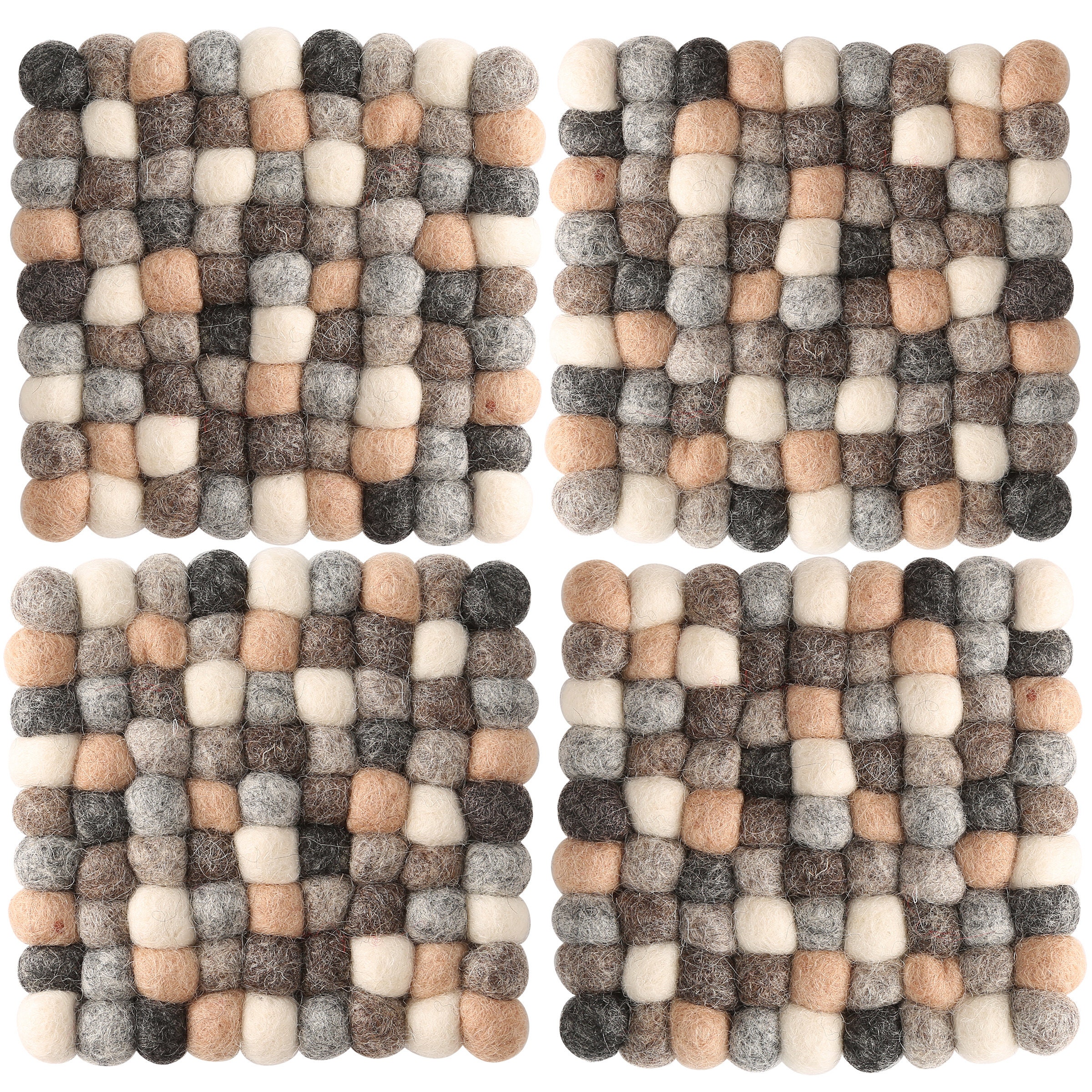 Neutral Coaster Set Felt Ball Coaster Set Pom Pom Coasters - Etsy