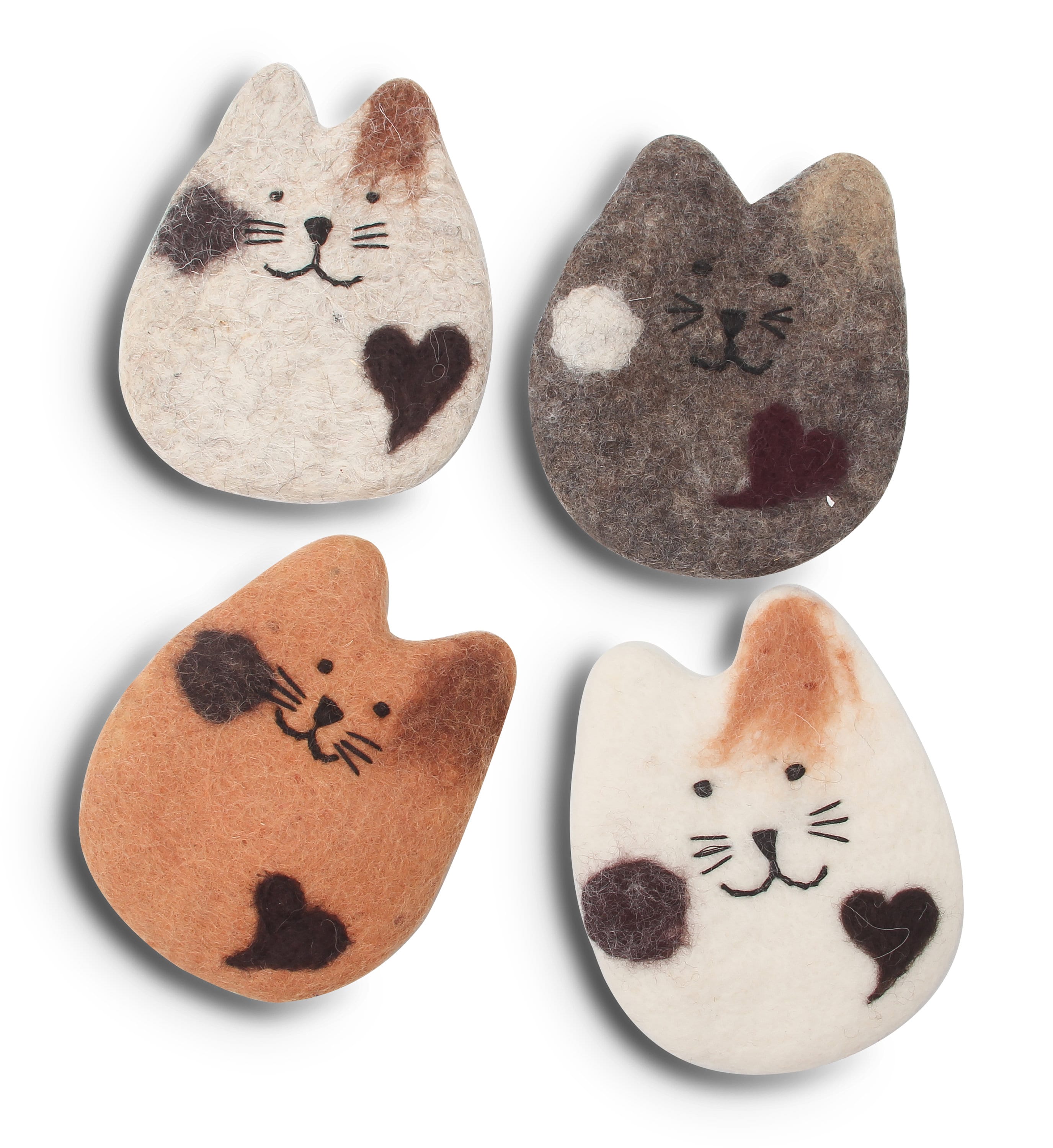 Absorbent Handmade Cat Coasters-set of Four-4-wool Felt-gifts - Etsy Canada
