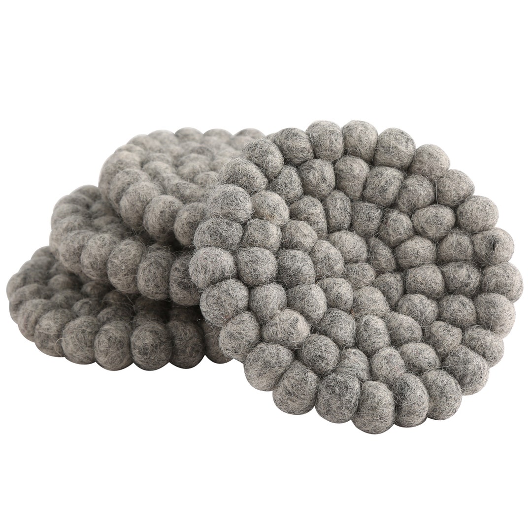 Grey Felt Coasters | Round Coaster Set | Absorbent Felt Coasters | Wool ...