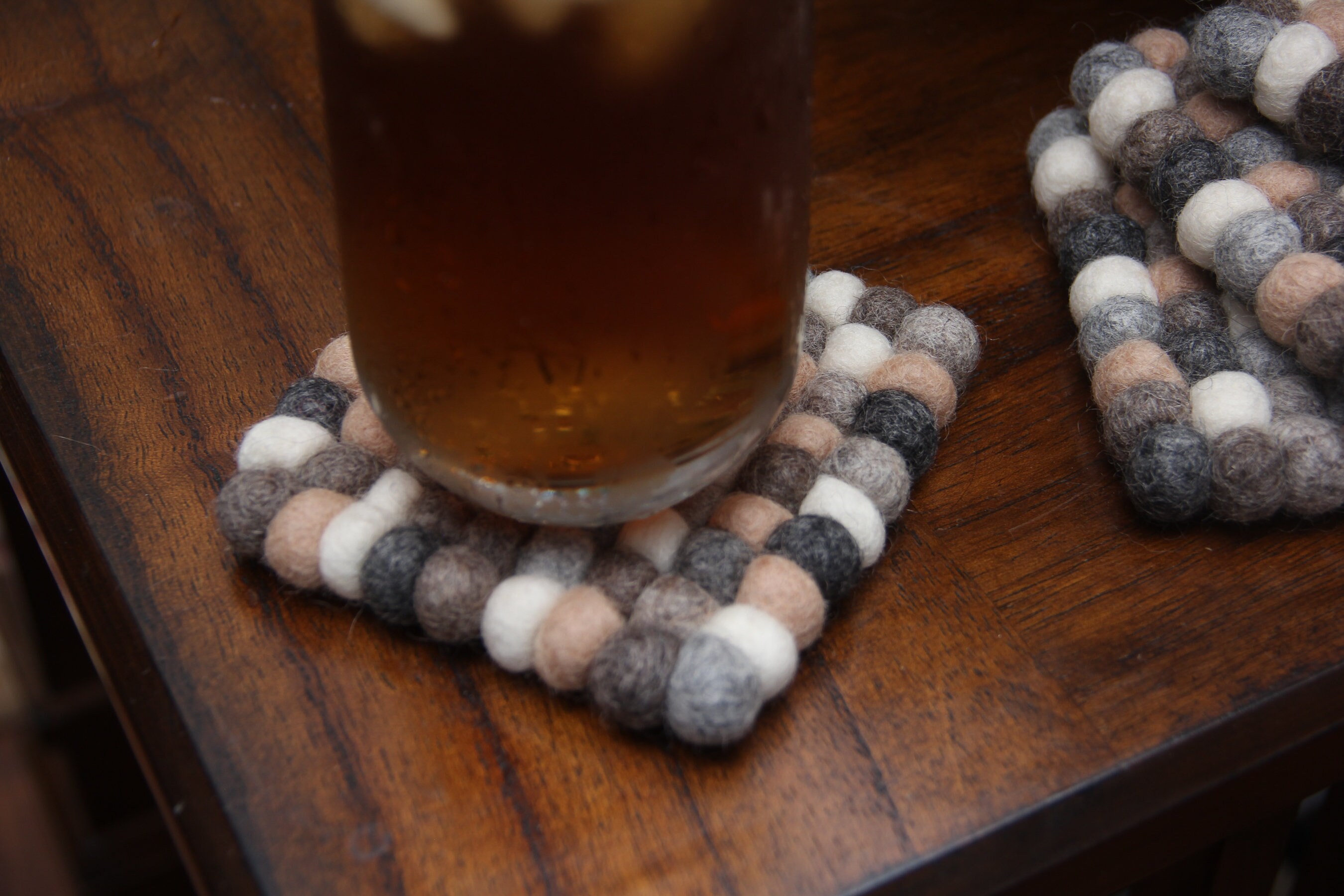Neutral Coaster Set Felt Ball Coaster Set Pom Pom Coasters - Etsy