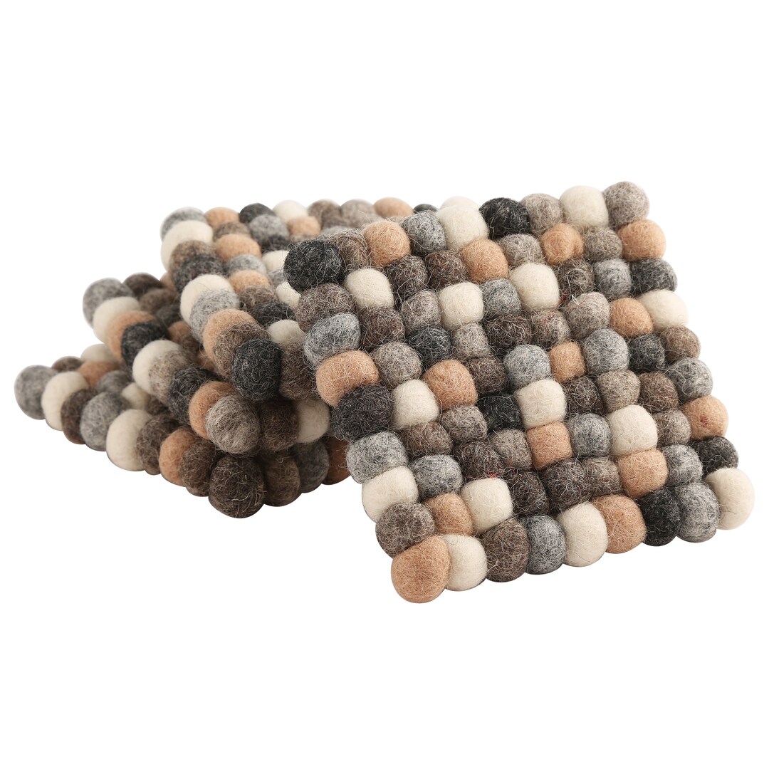 Neutral Coaster Set | Felt Ball Coaster Set | Pom Pom Coasters | Boho ...