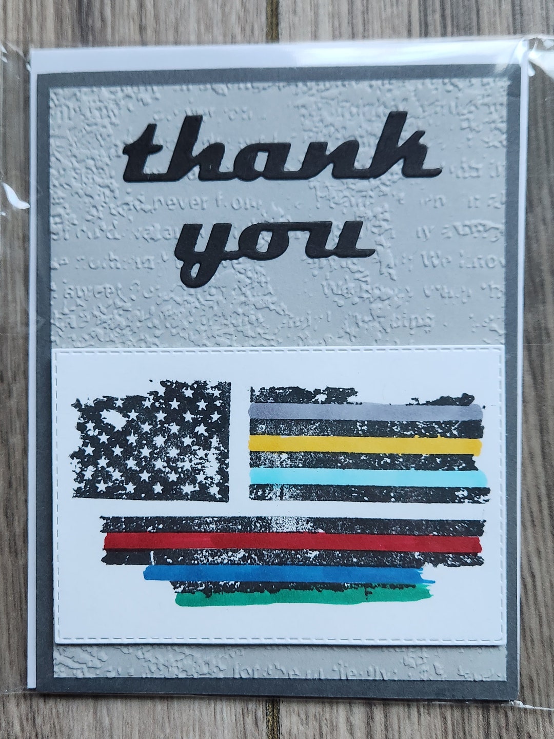 Handmade First Responder Thank You Card: Thin Line Flag Gift - Etsy