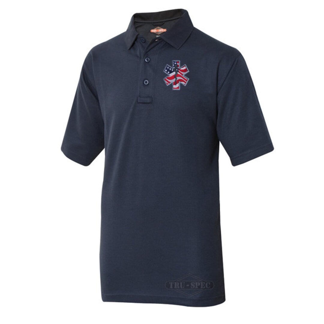Navy Blue Tru Spec Tactical Short Sleeve Polo With Optional Embroidery ...