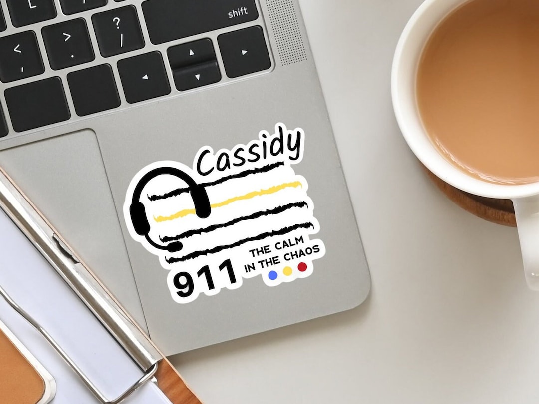 Personalized 911 Sticker the Calm in the Chaos Thin Gold Line Three ...