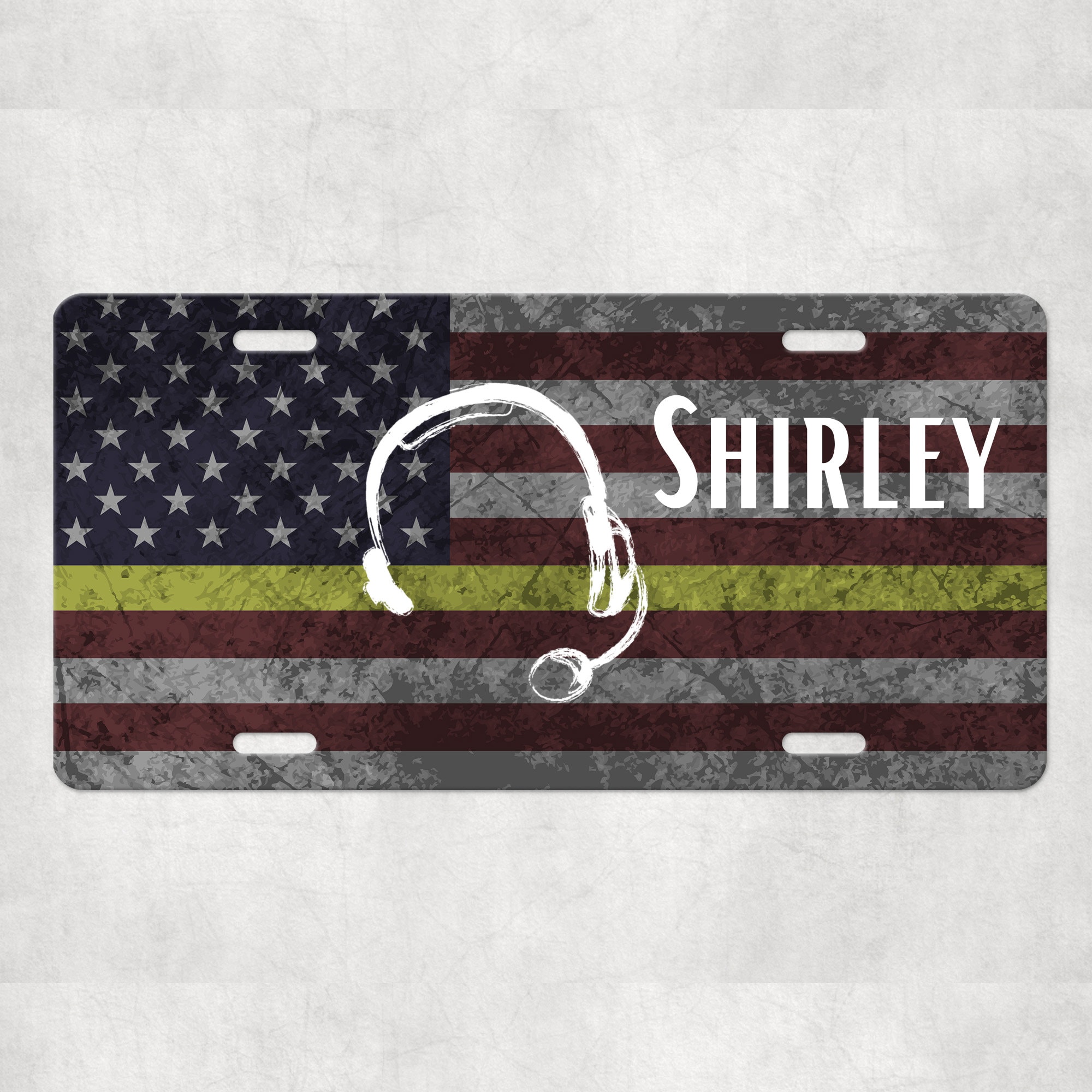 Personalized 911 Dispatcher Thin Yellow Line Flag Aluminum License ...