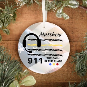911 Dispatcher Personalized Ornament | Thin Yellow Line Ornament | 911 ...