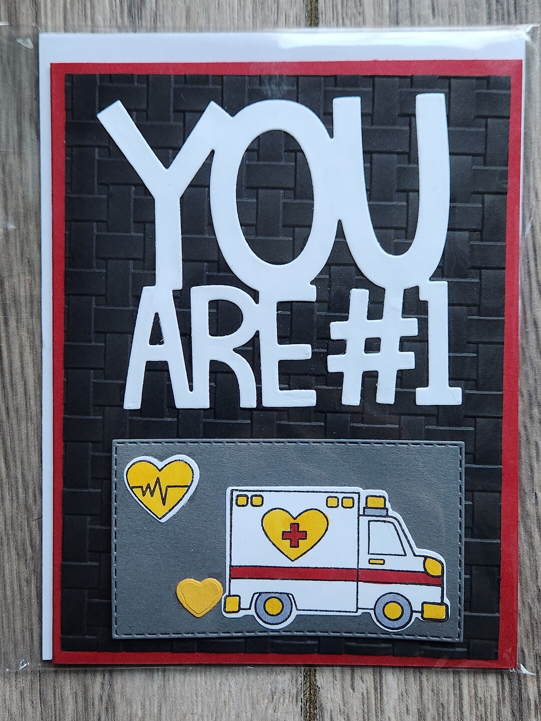 Thank You Card for First Responders, White Line EMS Rescue Gift, Blank ...