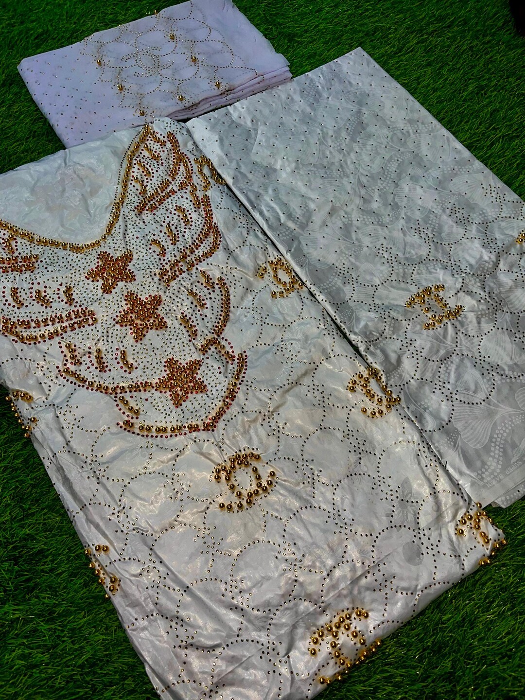 Luxurious Original Bazin Fabrics Decorated With Pearls Embroidery, 32 ...