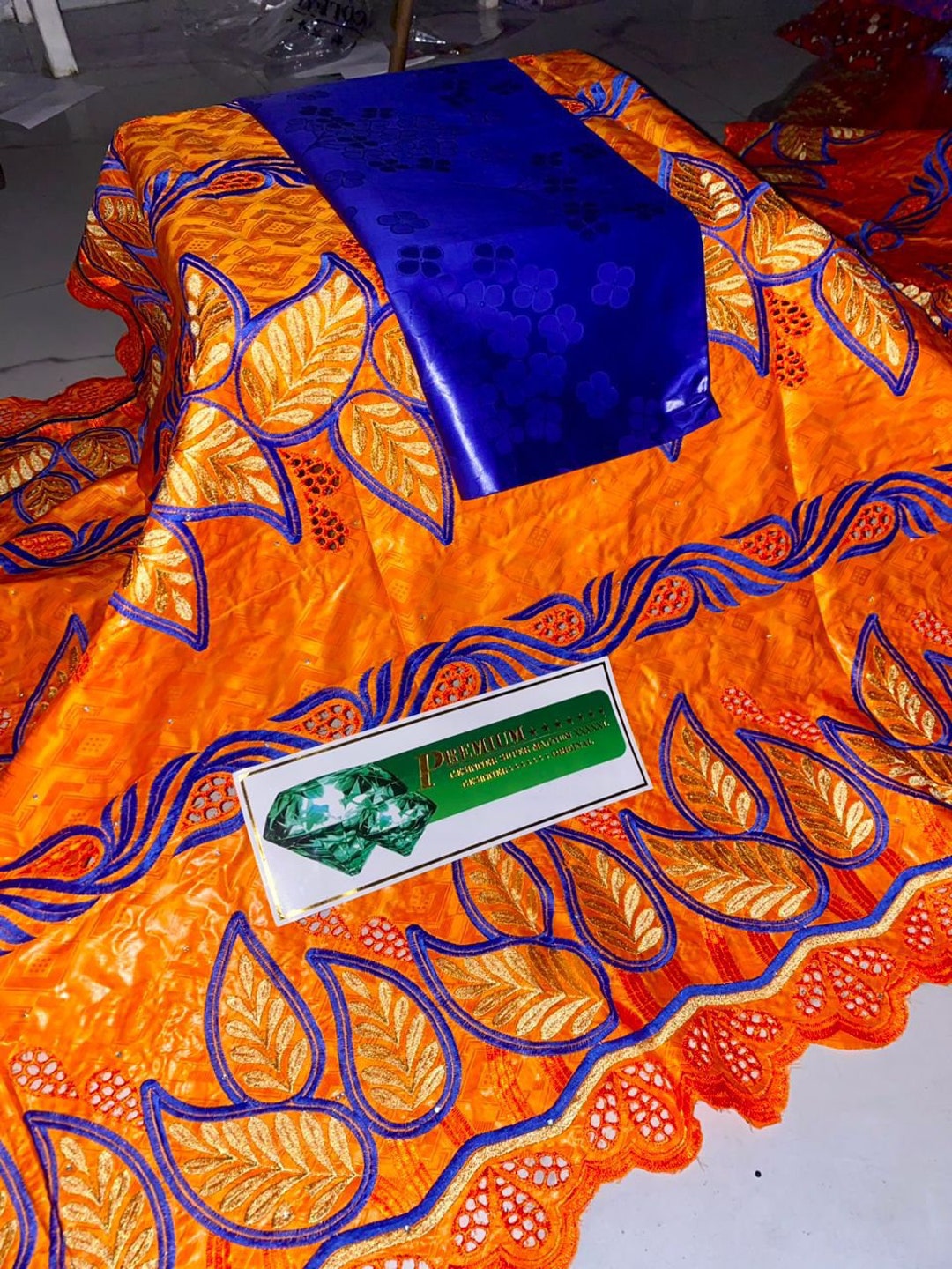 BAZIN Riche Mix and Match Set: 2.5 Meters Embroidered Bazin and 2 ...