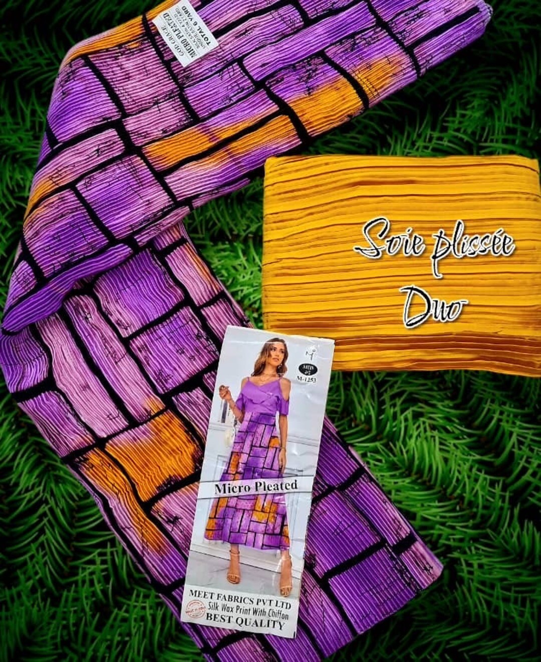 Pleated Silk Fabrics Combo, Pleated Silk Ankara Fashiki Stretch Fabric ...