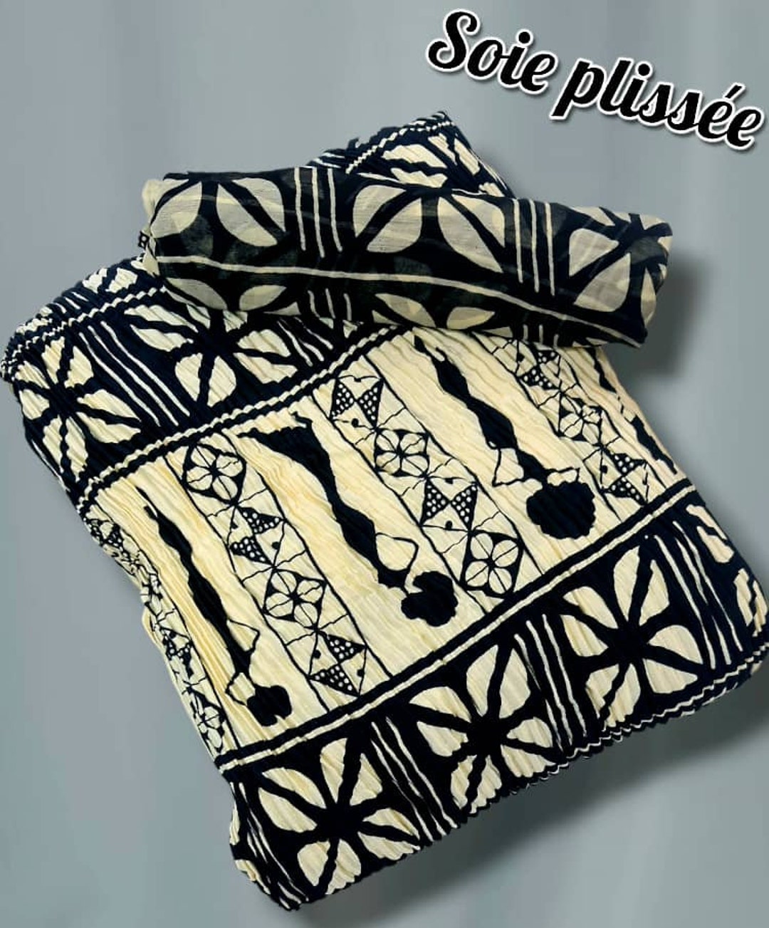 Pleated Silk Fabric With African Ethnic Prints, 4 Yards Silk and 2 ...