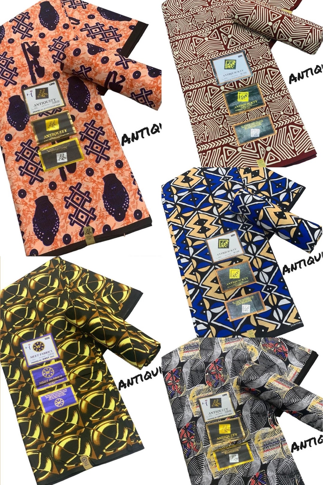 6 YARDS Wax Cotton African Fabrics, African Colorful and Trendy Prints ...