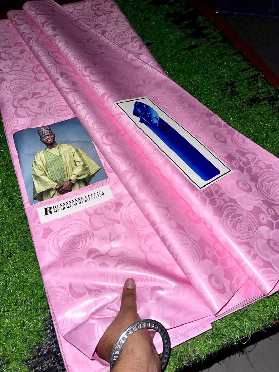 Pink African Luxury Damask 182CM 5 Meters, Perfume BAZIN Riche Fabric ...