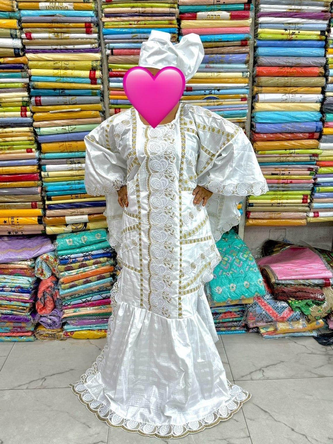 African Long Bazin Boubou Pre Made One Size, Big and Comfortable for ...