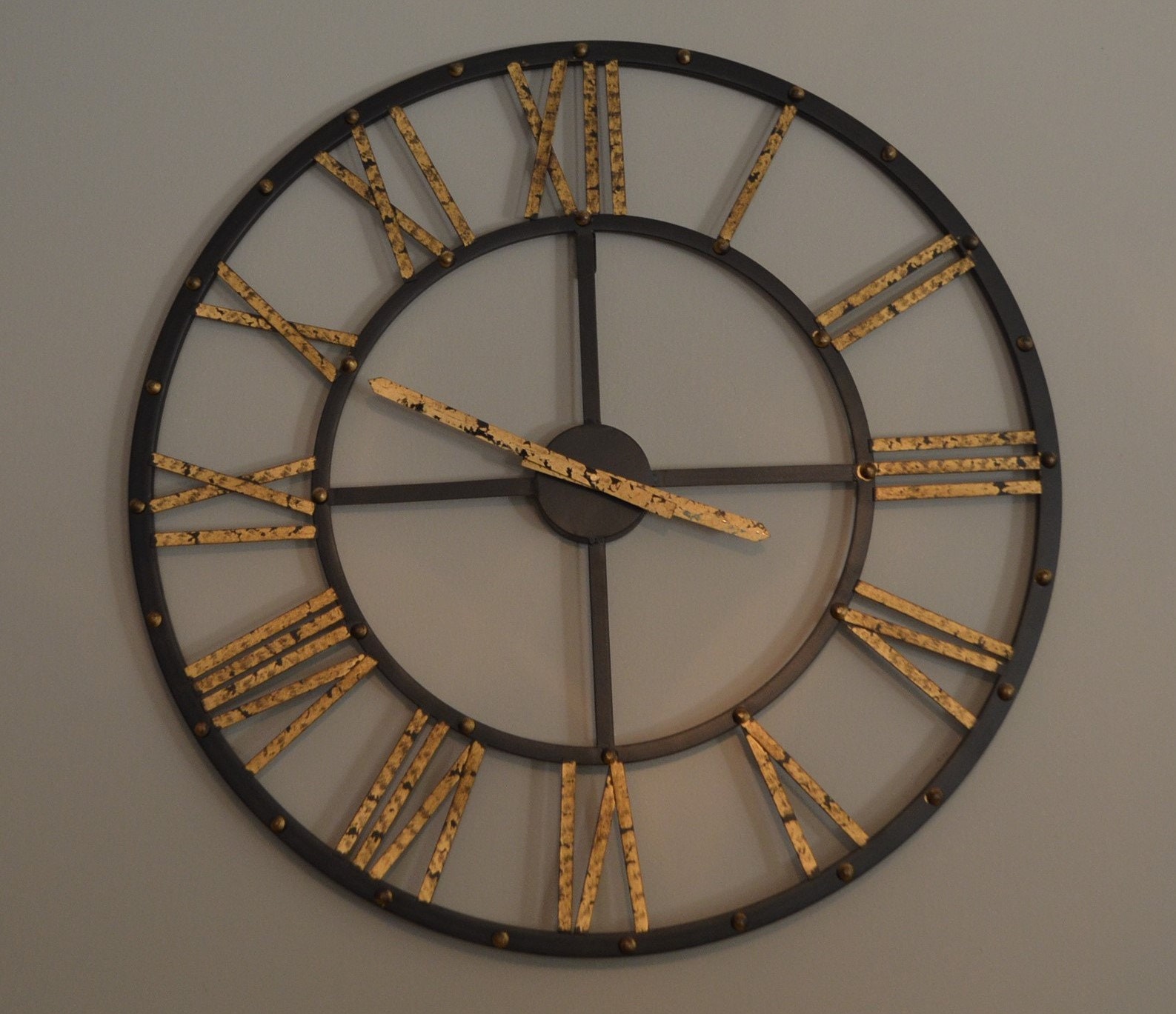 Contemporary Black and Gold Roman Numerals Clock | Etsy