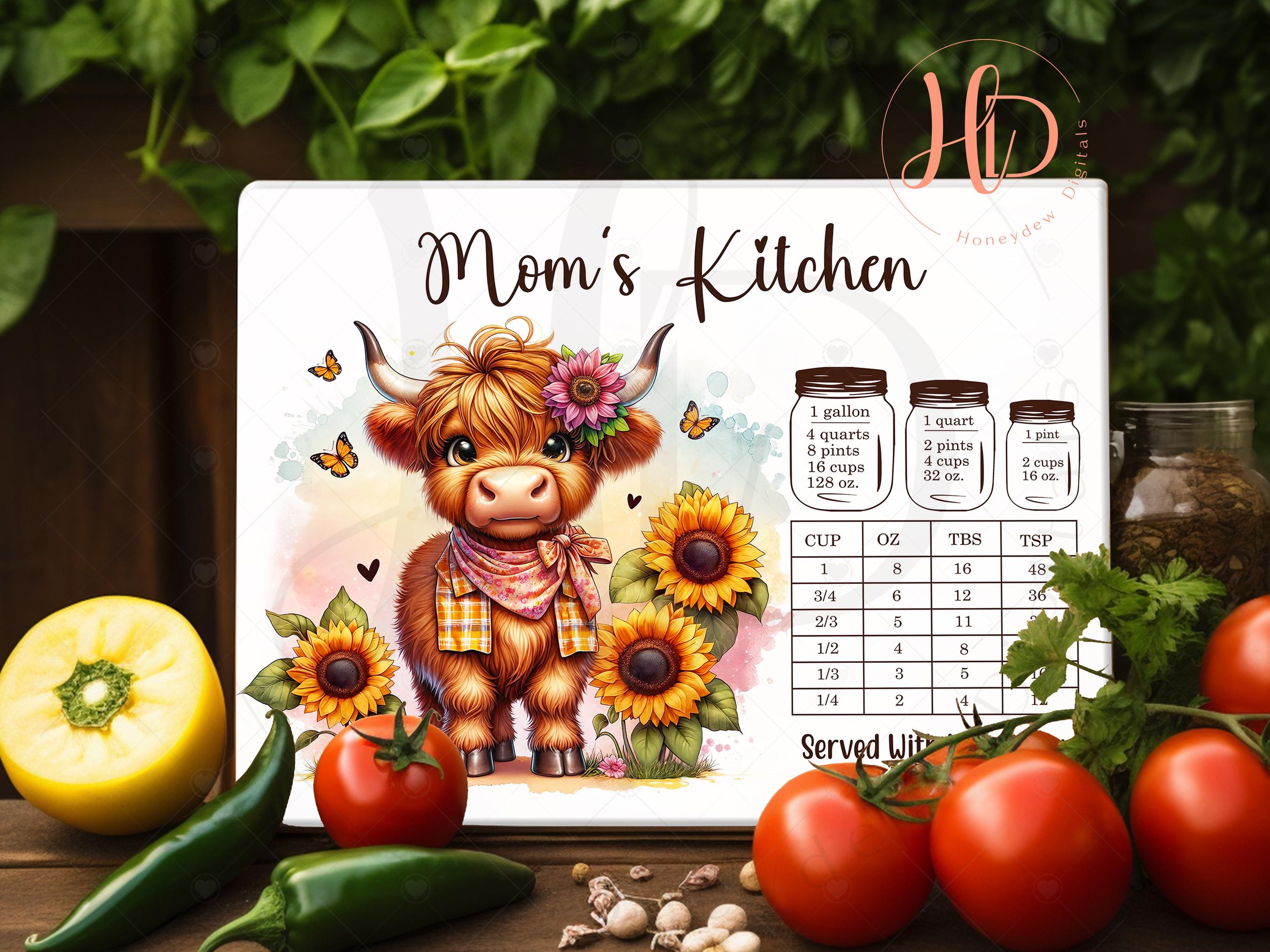 Highland Cow Kitchen Conversion Chart Cutting Board, Country Western ...