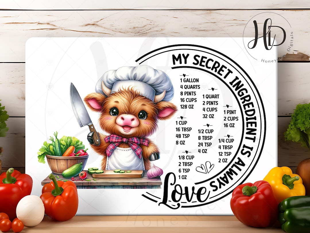 Highland Cow Kitchen Conversion Chart Sublimation Design for Cutting ...