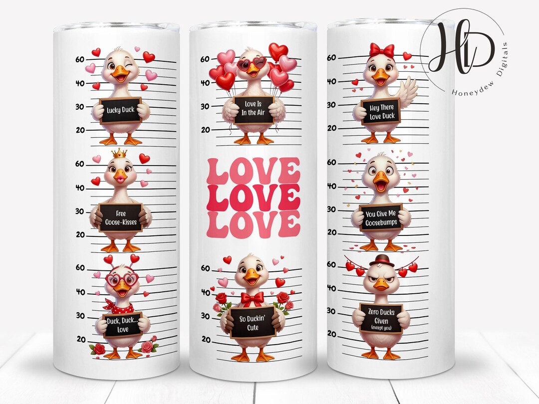 Valentine Duck Tumbler Wrap, Love Sublimation, Duck Mugshot Design ...