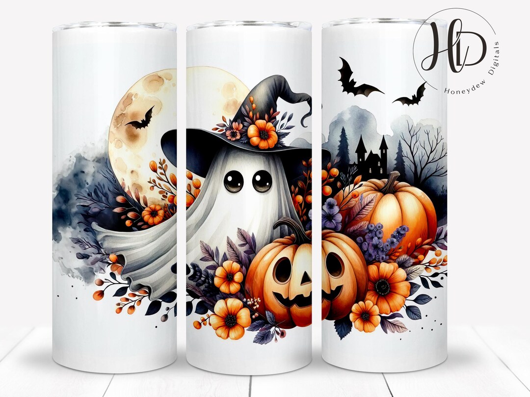 Ghost 20 Oz Skinny Tumbler Wrap, Halloween Tumbler, Ghost Sublimation ...