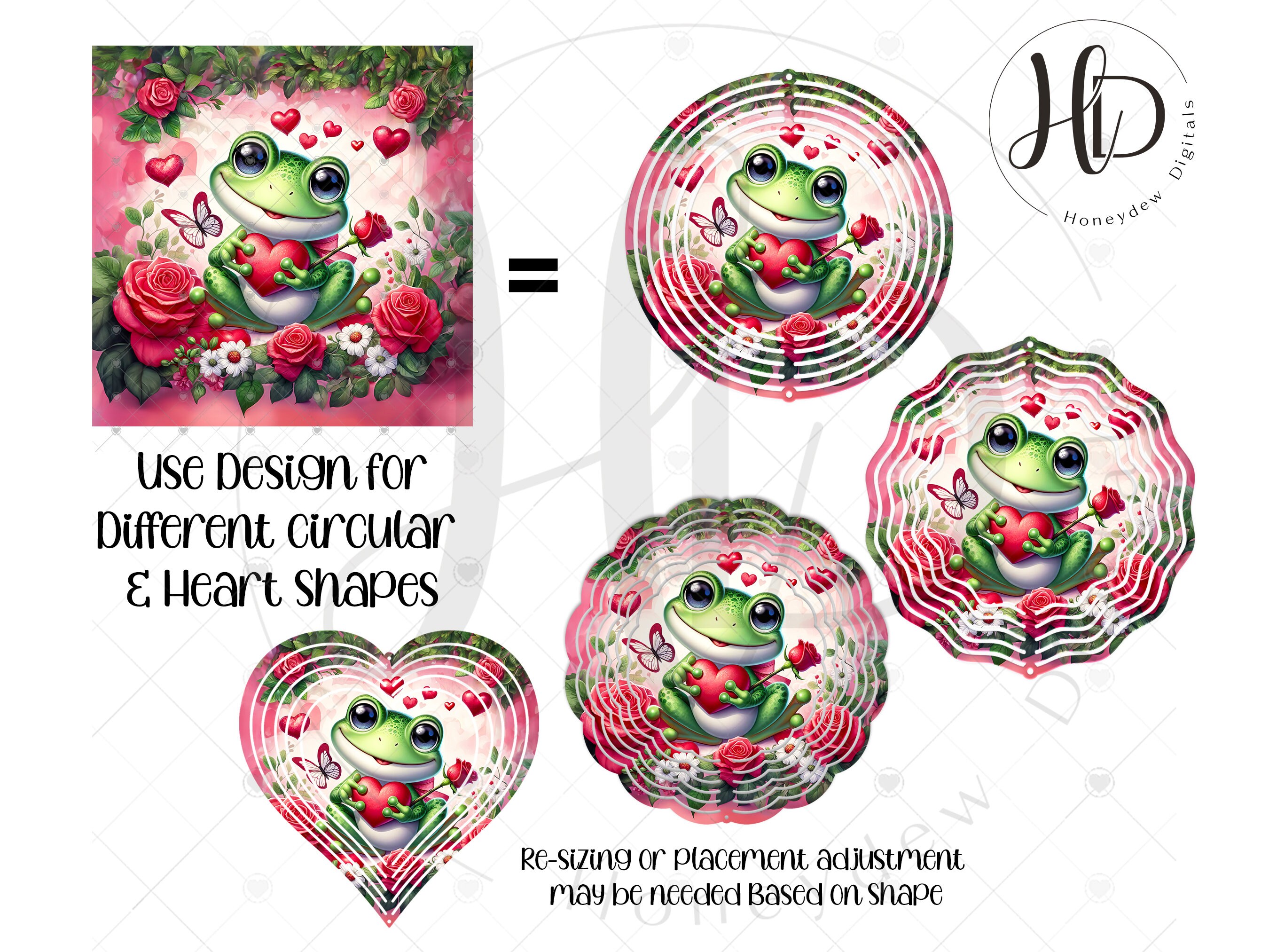 Frog Wind Spinner Sublimation Design, Valentine's Day Wind Spinner PNG ...