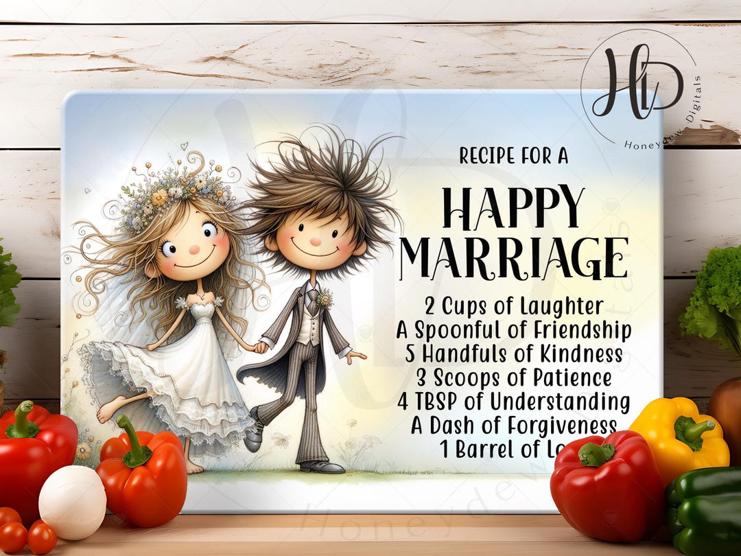 Marriage Recipe Sublimation Design for Cutting Boards and Decor, Bride ...