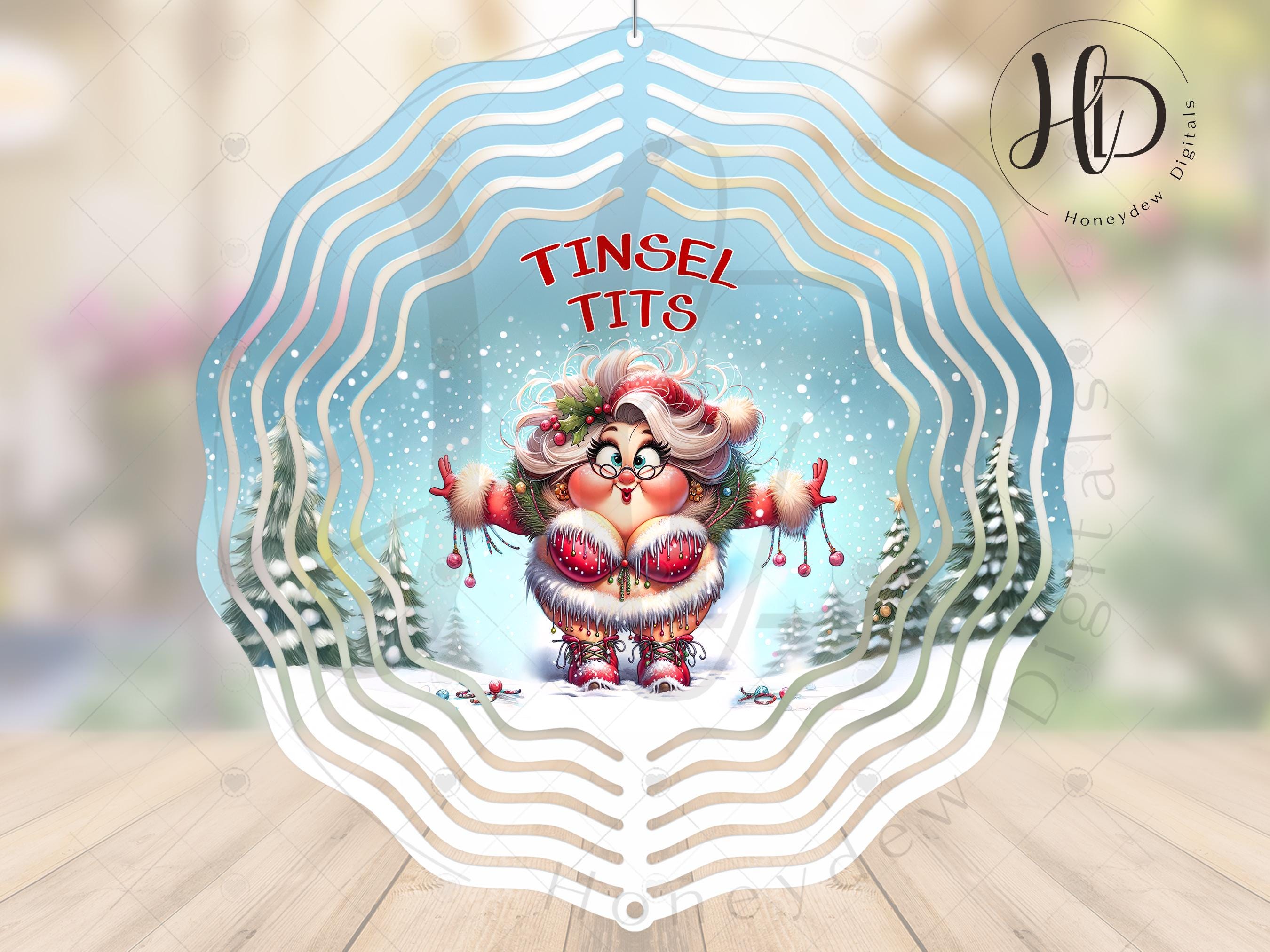 Funny Mrs. Santa Wind Spinner Sublimation Design, Tinsel Tits, Digital ...