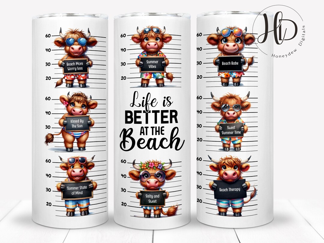 Funny Highland Cow 20 Oz Skinny Tumbler Wrap, Cow Sublimation Designs ...