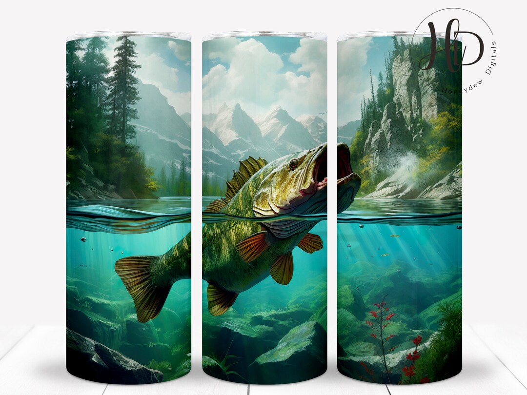 Largemouth Bass 20 Oz Skinny Tumbler Wrap, Realistic Fishing ...
