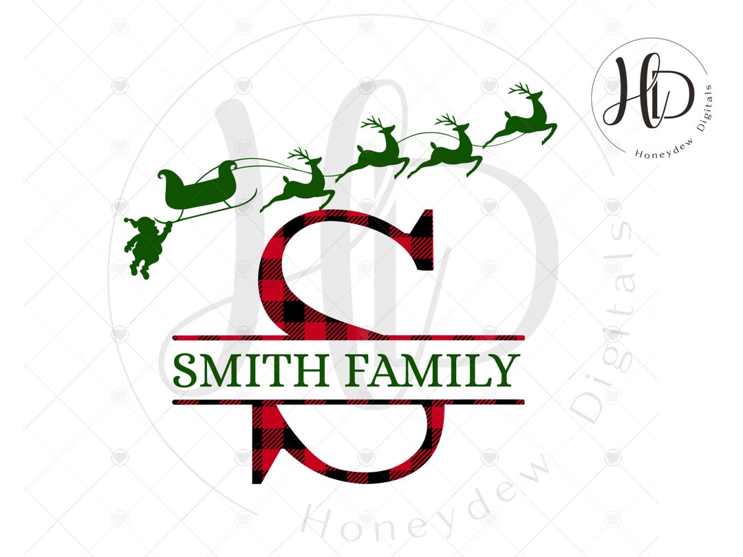 Personalizable Christmas Monogram SVG Bundle, Funny Santa Split ...