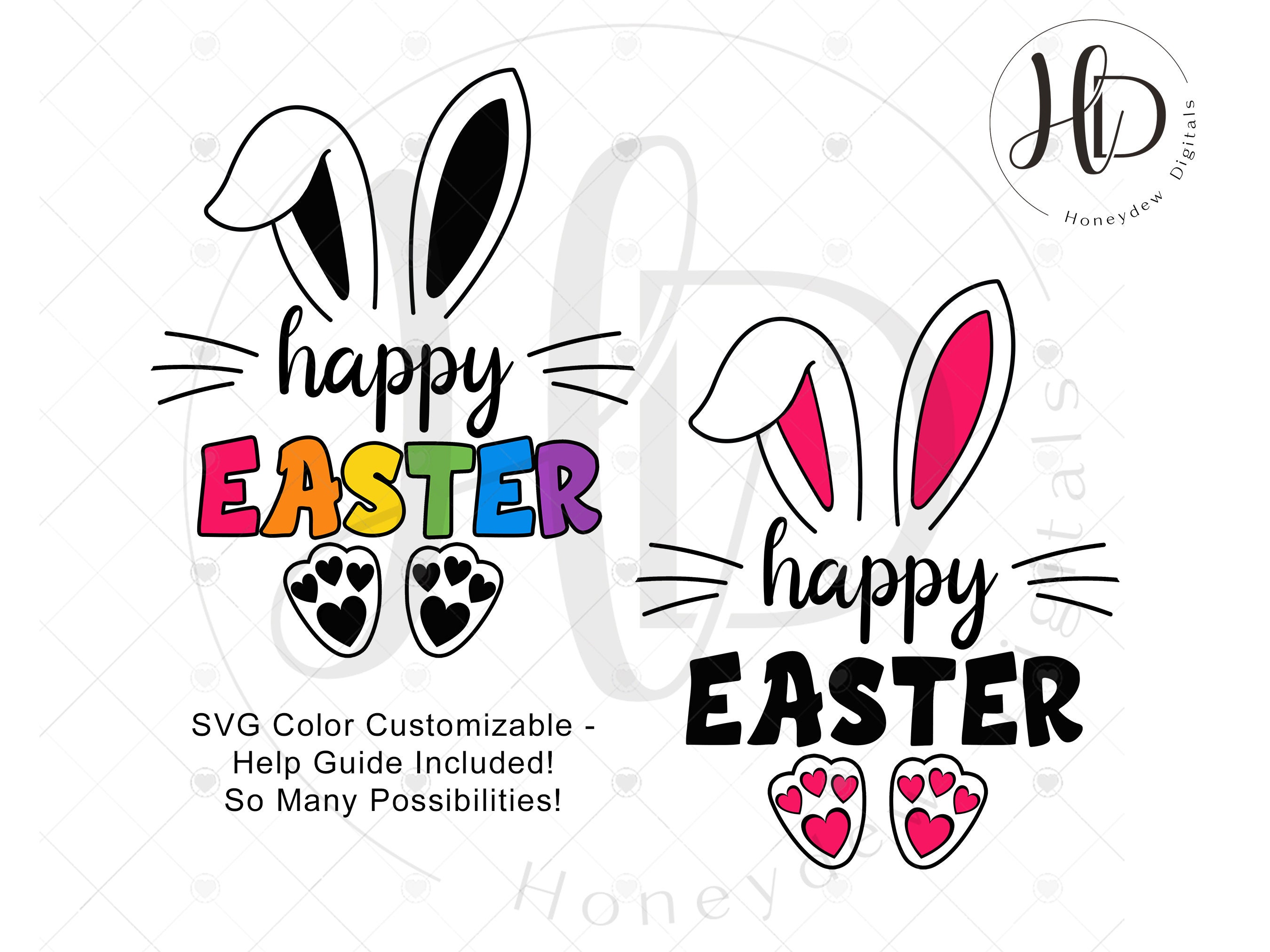 Bunny Ears Split SVG Bundle Happy Easter SVG Bundle Easter - Etsy