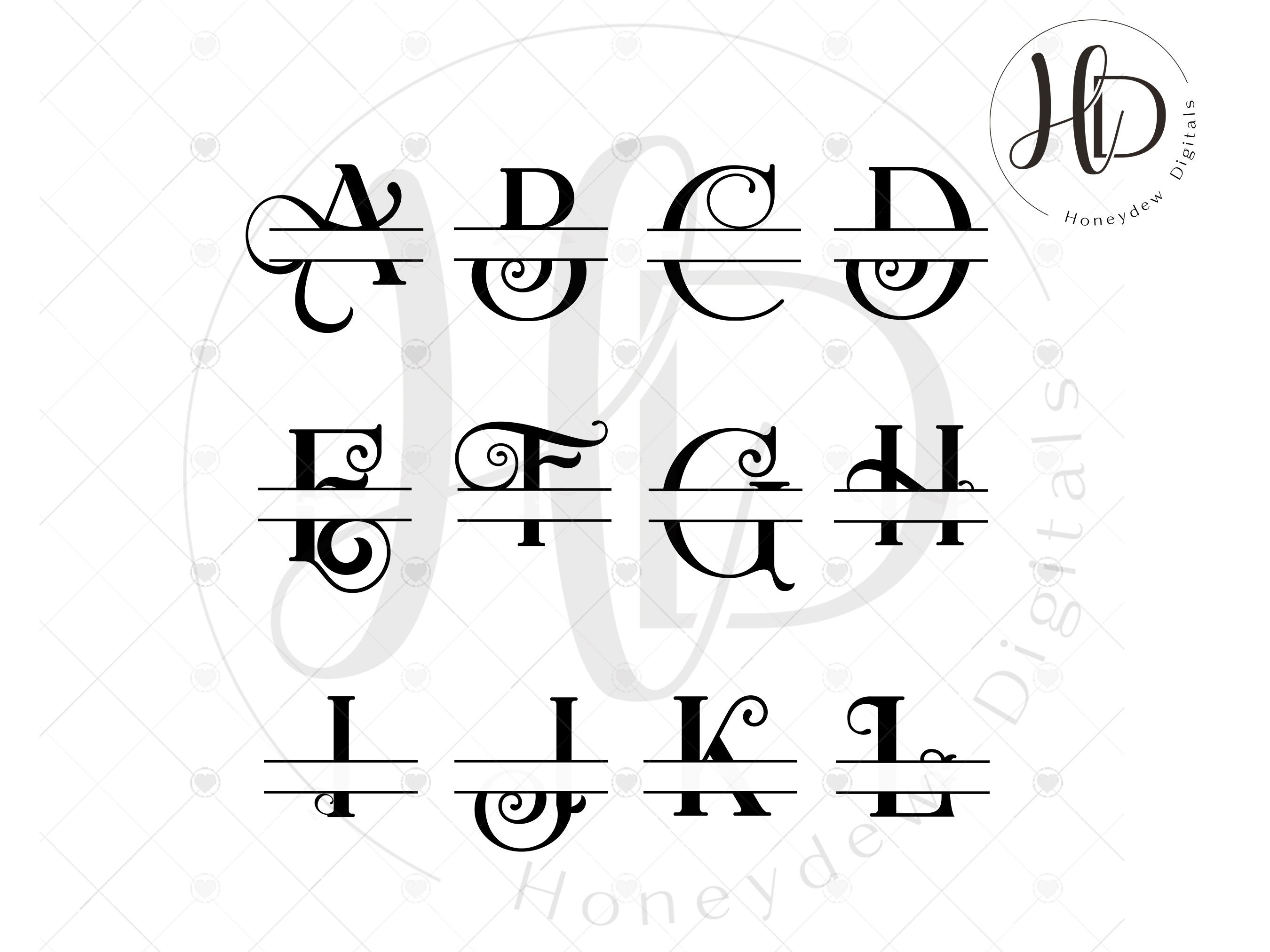 Elegant Split Monogram SVG Bundle, Cut File for Cricut & Silhouette ...