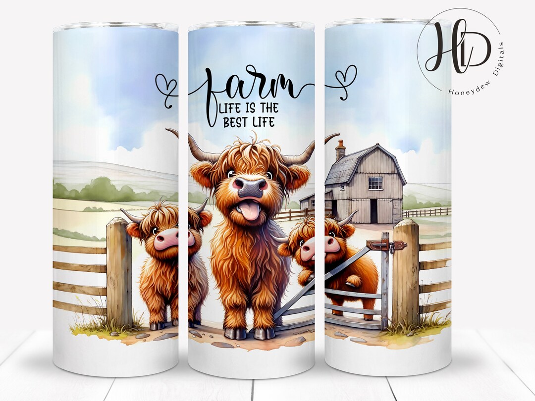 Farm Life Tumbler Wrap, Highland Cow Sublimation, Cowgirl Farmhouse Mug ...