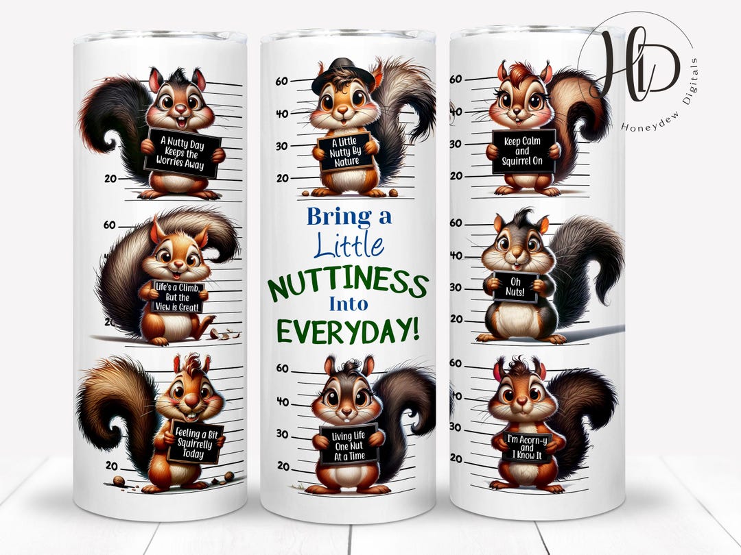Funny Mugshot Squirrel Tumbler Wrap: Woodland Design (digital Download ...