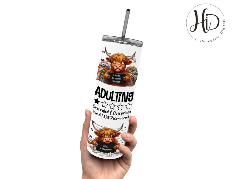 Funny Highland Cow Tumbler Wrap, Hilarious Mugshot Sublimation Design ...