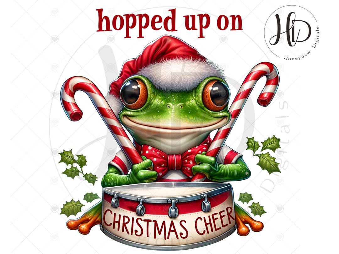 Hopped up on Christmas Cheer PNG, Christmas Frog Sublimation, Festive ...