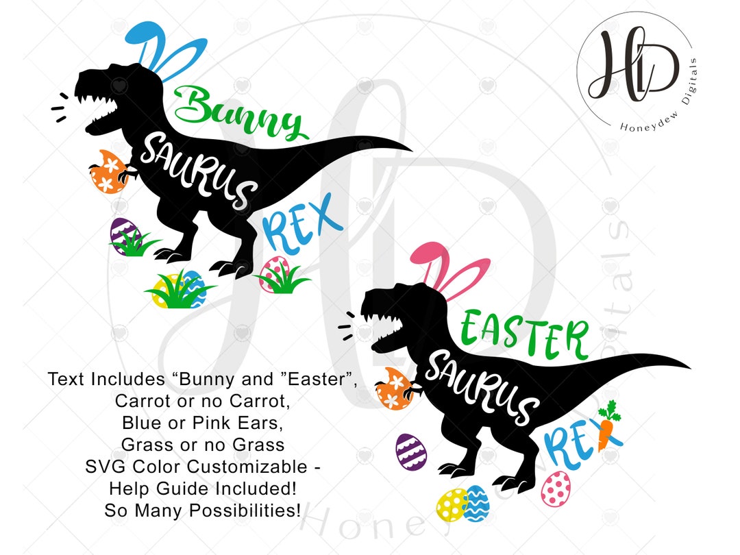 Bunny Saurus Rex SVG, Easter Saurus Rex Svg, Kids Easter Dinosaur Shirt ...