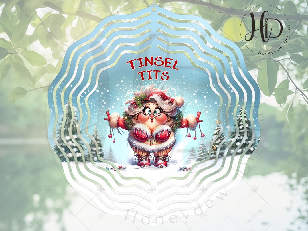 Funny Mrs. Santa Wind Spinner Sublimation Design, Tinsel Tits, Digital ...