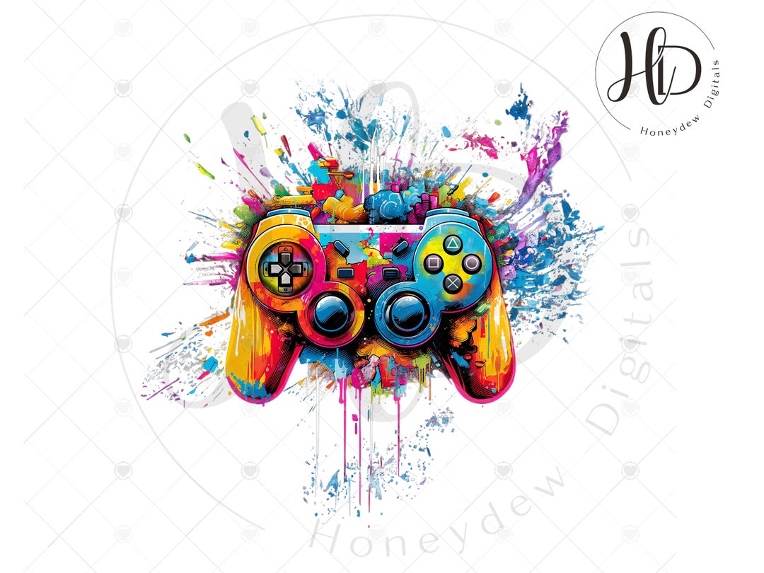 Vibrant Gaming Sublimation Design, Video Controller PNG Clipart for ...
