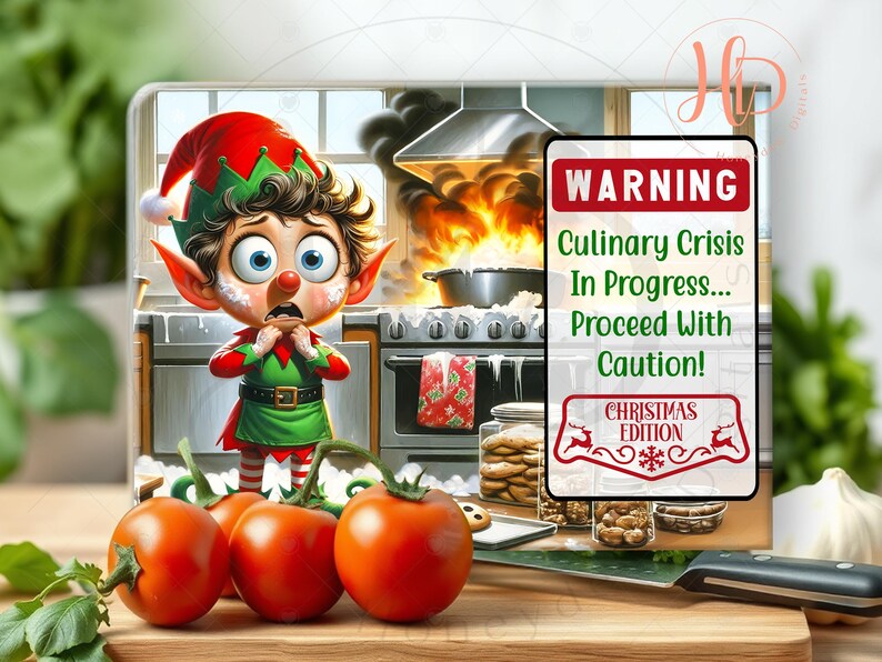 Funny Christmas Elf Cutting Board Sublimation, Warning Culinary Crisis ...