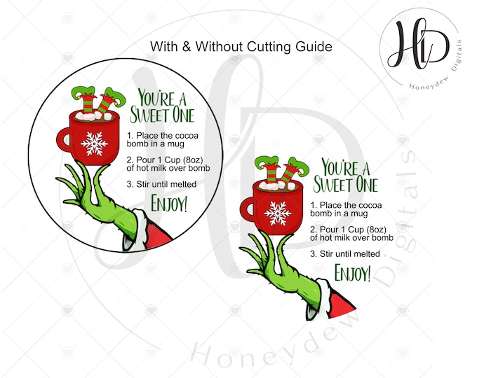 Printable Grinch Hot Cocoa Bomb Tag, Grinch Hot Chocolate Bomb ...