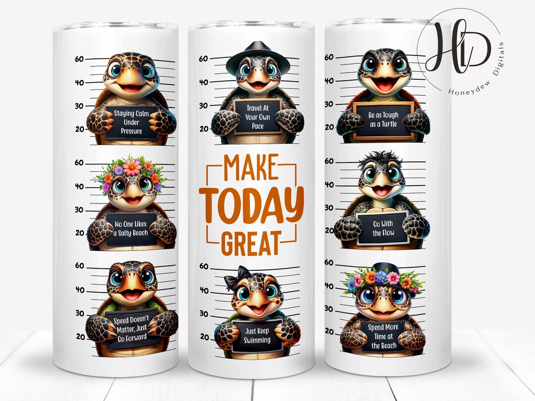 Adorable Turtle 20oz Skinny Tumbler Wrap, Funny Sublimation Design ...