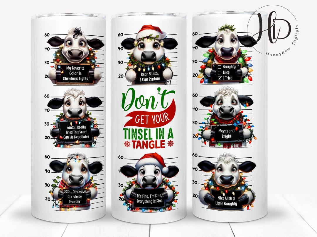 Funny British White Cow Tumbler Wrap, Sarcastic Christmas Mugshot ...