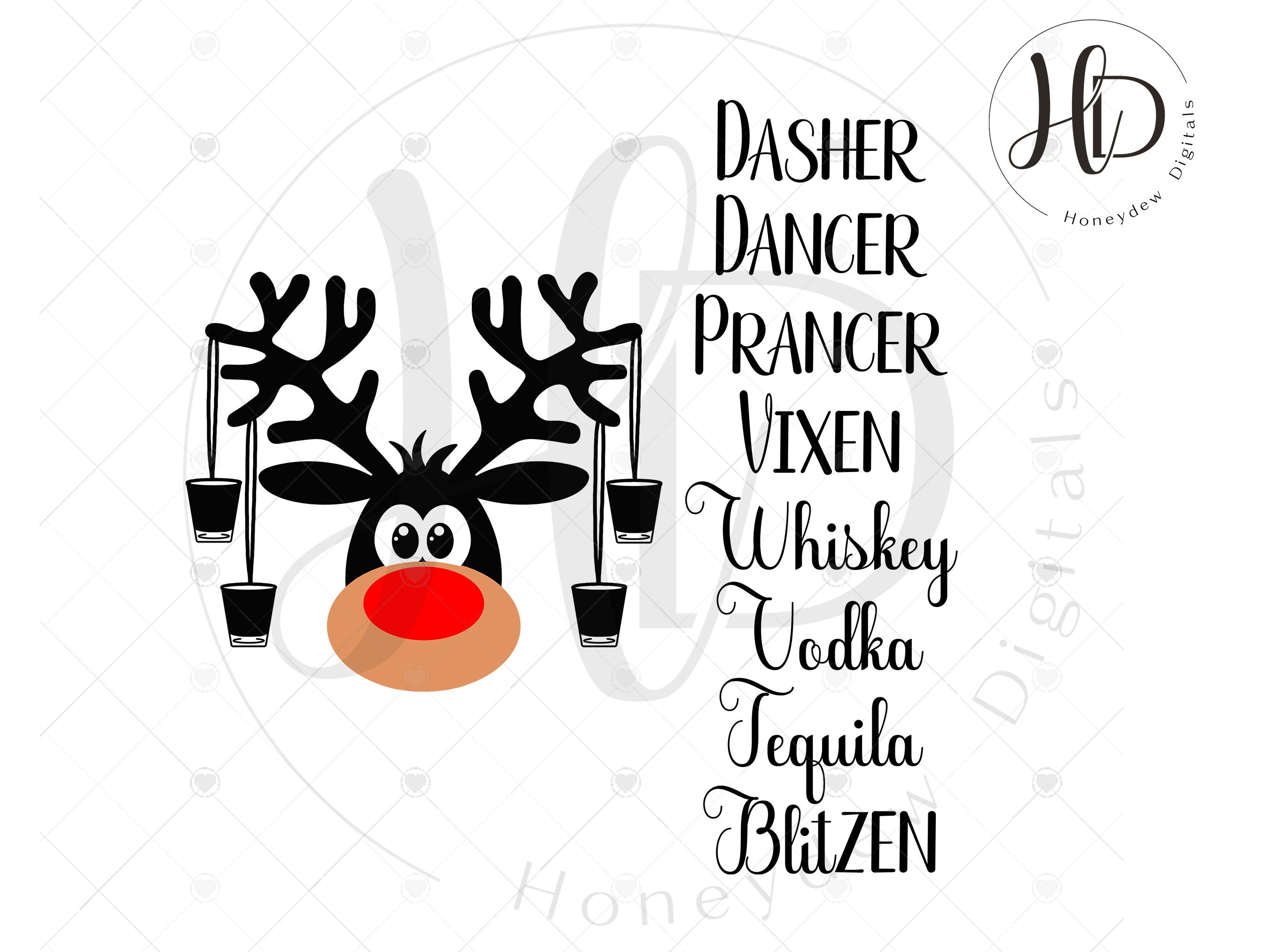 Dasher Dancer Tequila Whiskey Vodka SVG Funny Christmas - Etsy