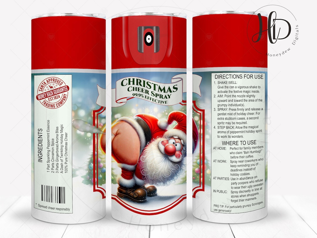 Hilarious Christmas Cheer Spray 20oz Skinny Tumbler Wrap, Sarcastic ...