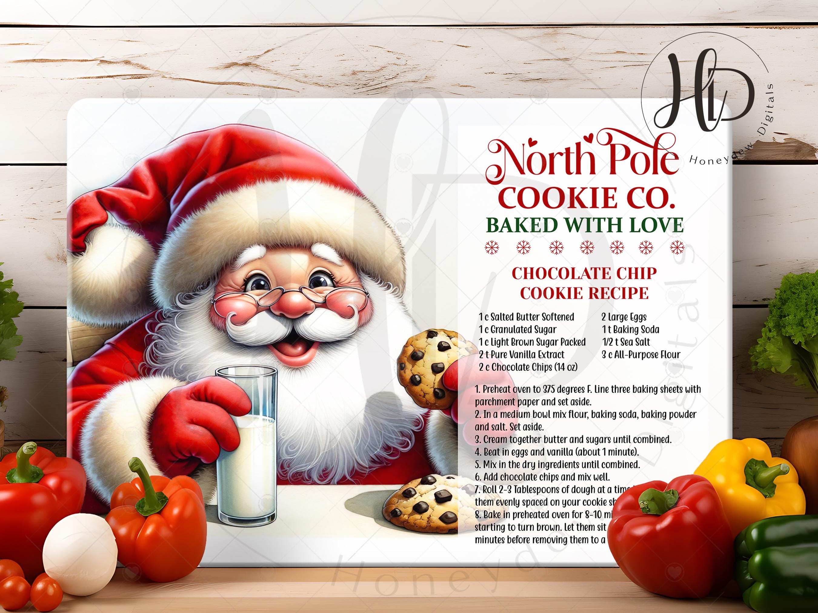 Santa North Pole Cookie Co Cutting Board Sublimation Design: Chocolate ...
