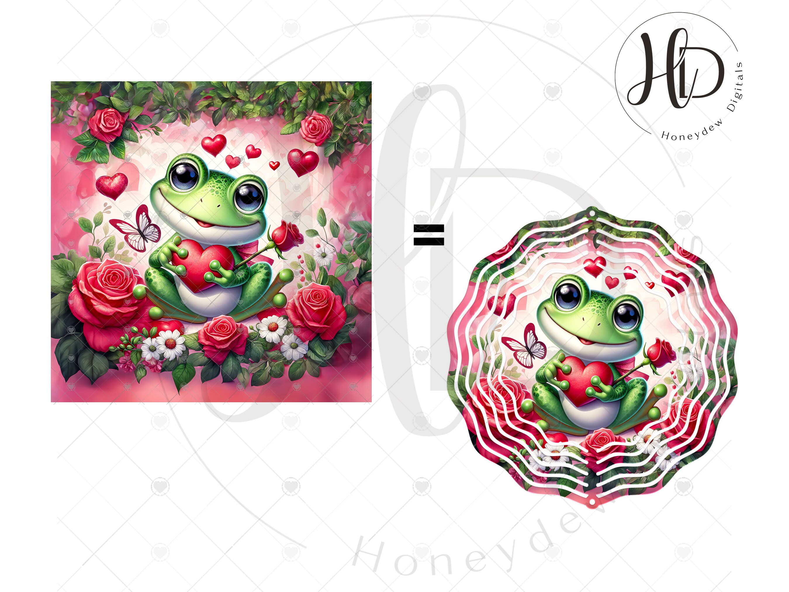 Frog Wind Spinner Sublimation Design, Valentine's Day Wind Spinner PNG ...
