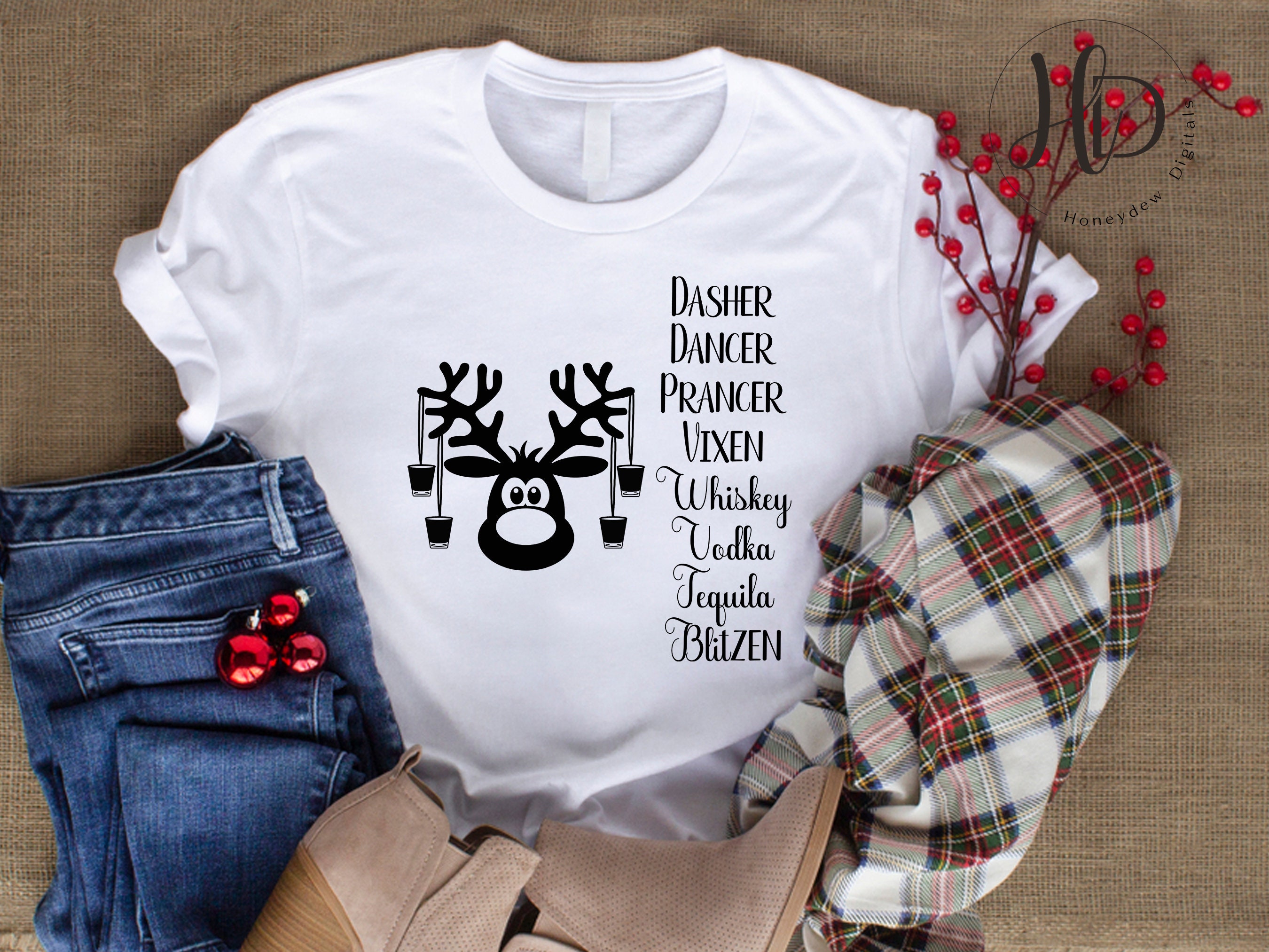 Dasher Dancer Tequila Whiskey Vodka SVG Funny Christmas - Etsy
