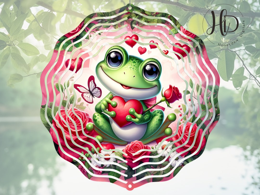 Frog Wind Spinner Sublimation Design, Valentine's Day Garden Decor ...