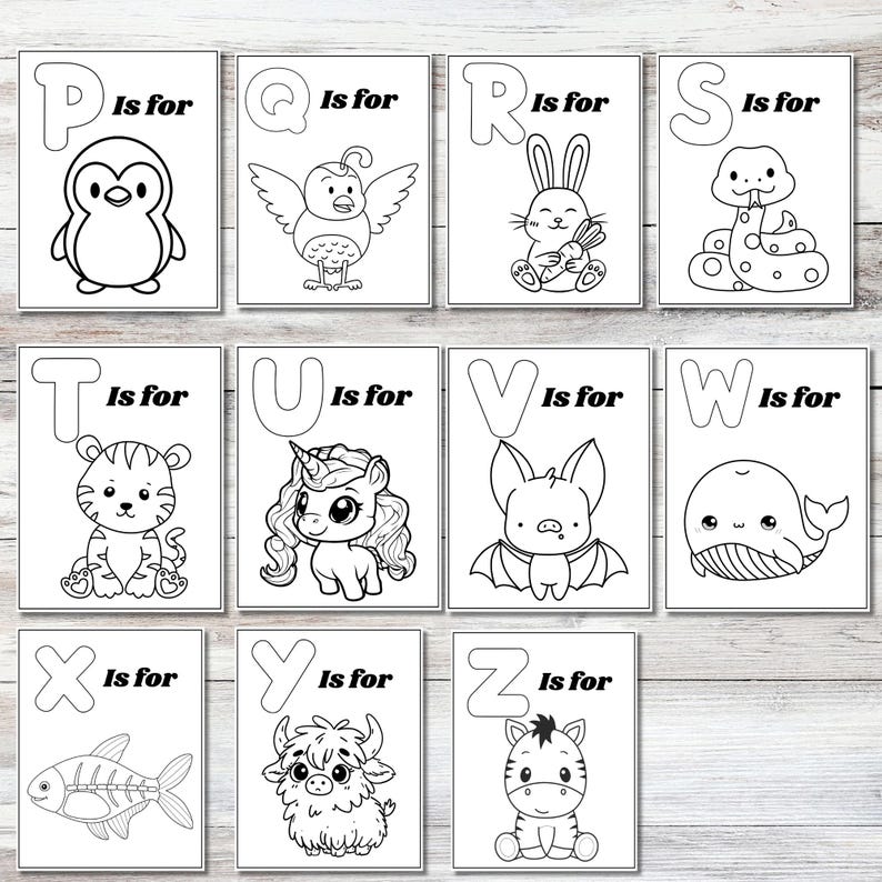 ABC Animal Coloring Pages: Fun Kids Activity (digital Download, PDF) - Etsy