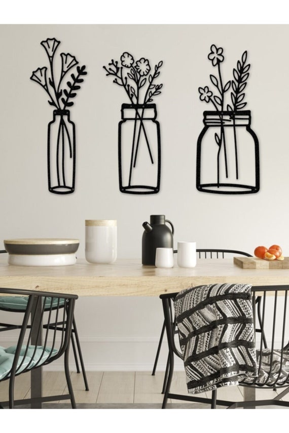 3 Spring Flowers Metal Wall Decor Home Decor Laser Metal - Etsy